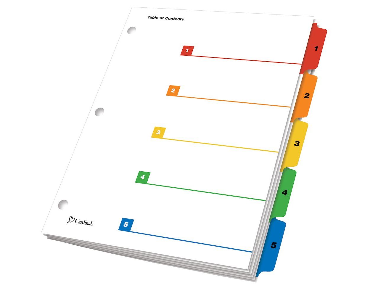 OneStep® Printable Table of Contents Dividers, 5 Tab, Multicolor