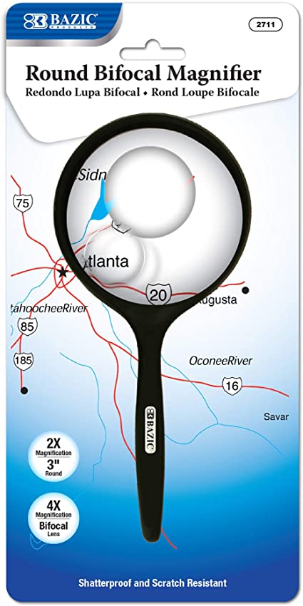 Lupa- 3" Round 2x Handheld Magnifier & 4x Bifocal Inset