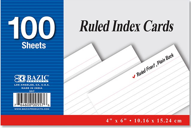 100 RULED INDEX CARD 4x6